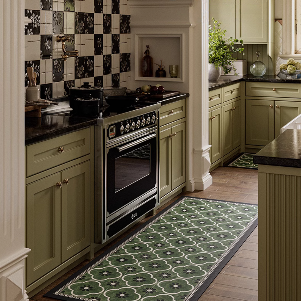 Versailles Tile Kitchen Mat – Green Vintage French Style for Your Home – Maison Matta