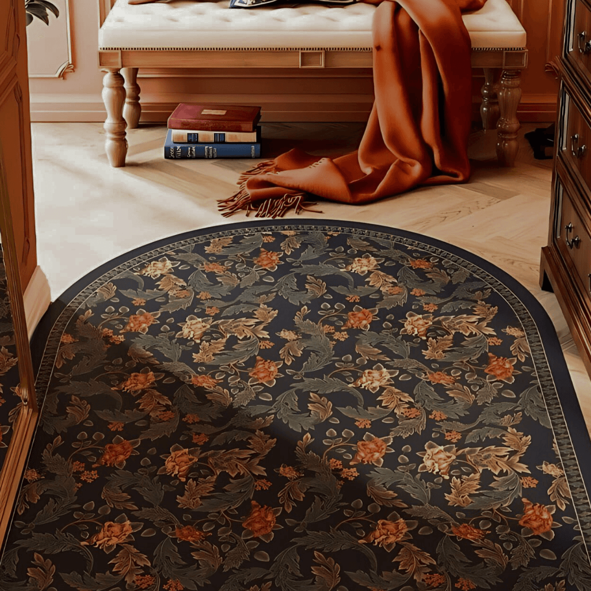 Medieval Vintage Floral Door Mat | Elegant Floral Motif Entrance Mat ...