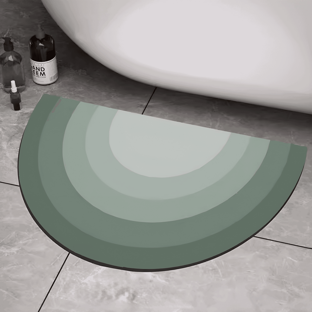 Sage Bath Mat | Ombre Half Round Anti-Slip Absorbent Bath Mat | 20*31 ...