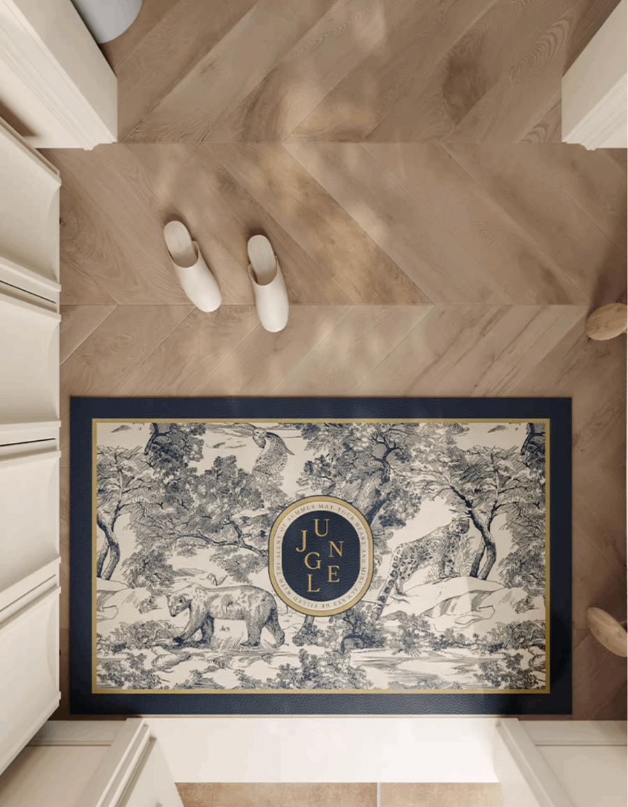 Blue Jungle Door Mat | Classic Arched Indoor Welcome Mat | 24*35 ...